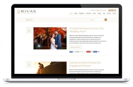 Kansas City Wedding Photographer's Website for Rivas Photography
