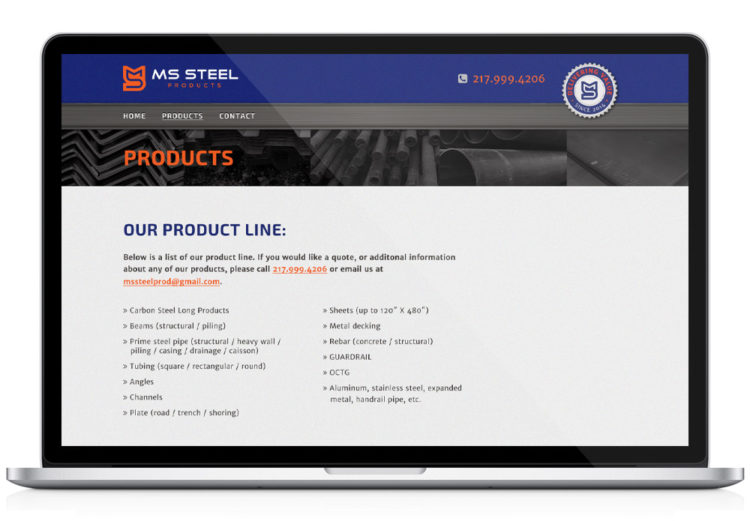 MS Steel WordPress Website Design by Visual Lure of St. Louis