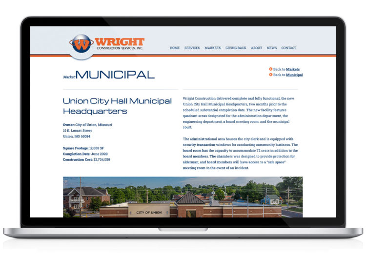 Wright Construction WordPress Website Design by Visual Lure St. Louis